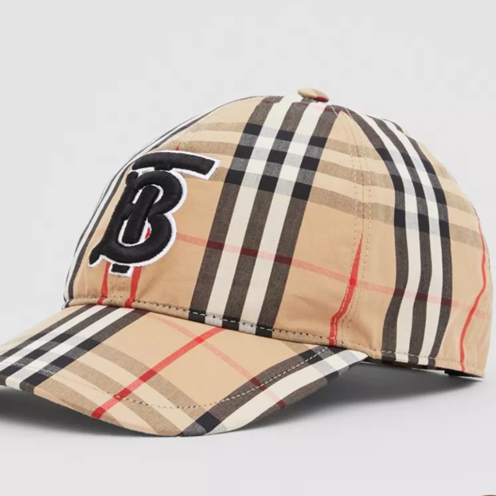 Burberry Monogram Motif Vintage Check Baseball Cap - Gem